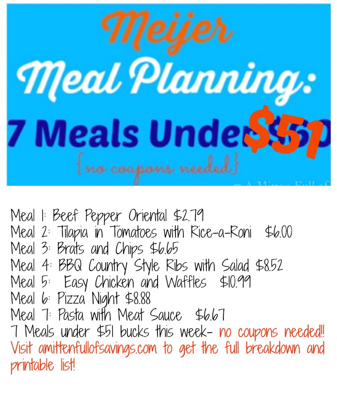 Menu Planning | Meijer Meal Planning Week 10/26: 7 Meals Under $51