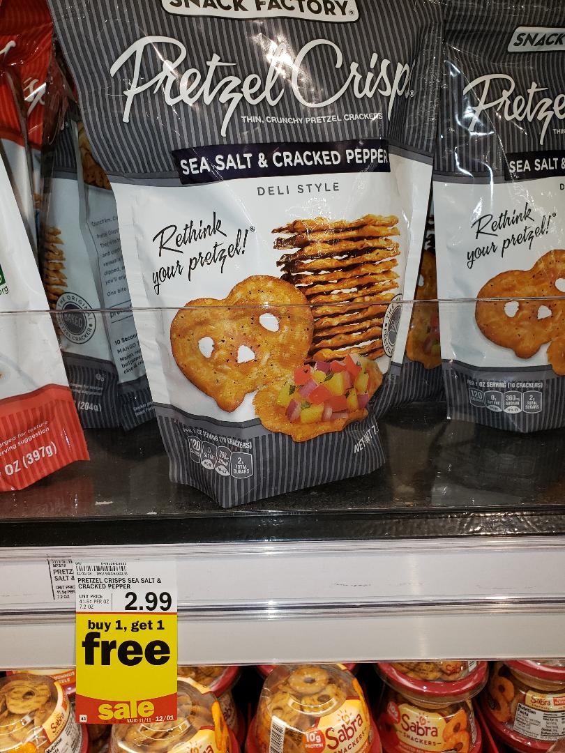 Meijer: Snack Factory Pretzel Crisps Buy 1 Get 1 FREE deal