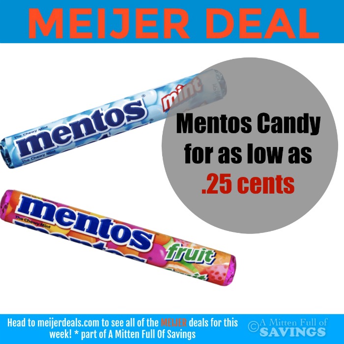 Meijer: Mentos Candy for as low as .25 cents