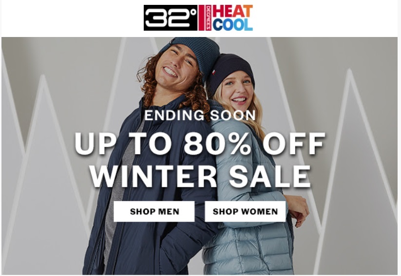 32Degrees: Up to 80% Off Outerwear!