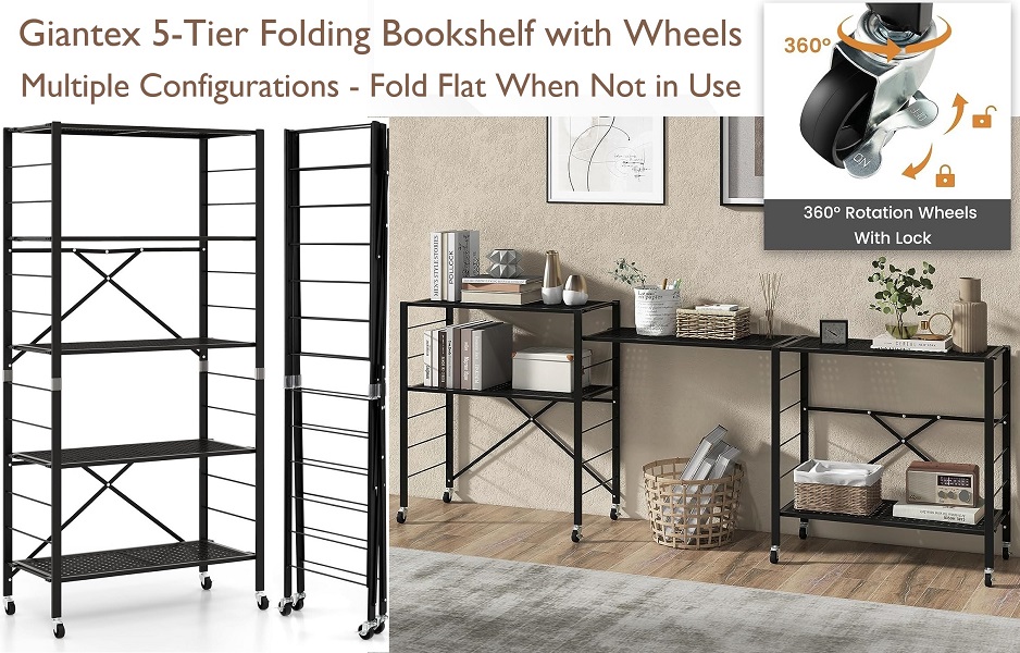 Amazon: Folding Shelves with Wheels