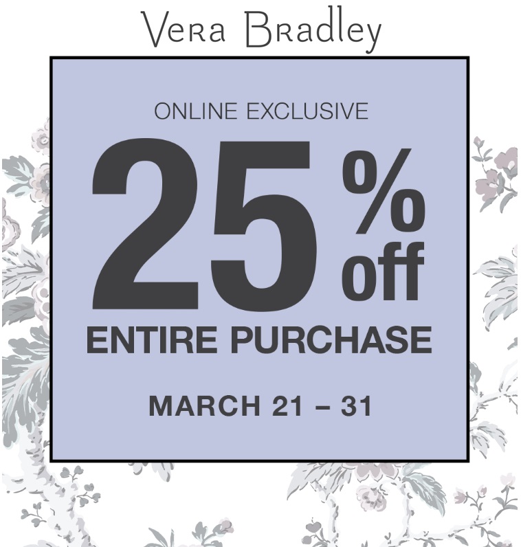 Vera Bradley: 25% off Everything Online + FREE Shipping!